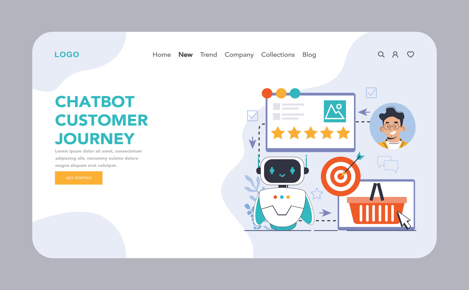 Chat bot web or landing. AI-powered customer service. Online ...