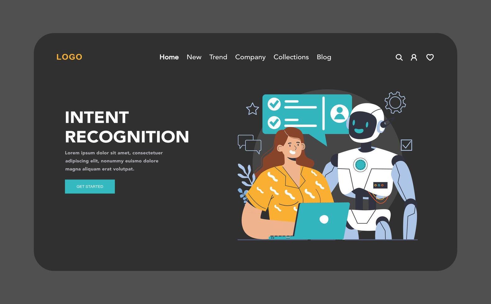 Chat Bot Dark Or Night Mode Web Or Landing Ai Powered Customer Service