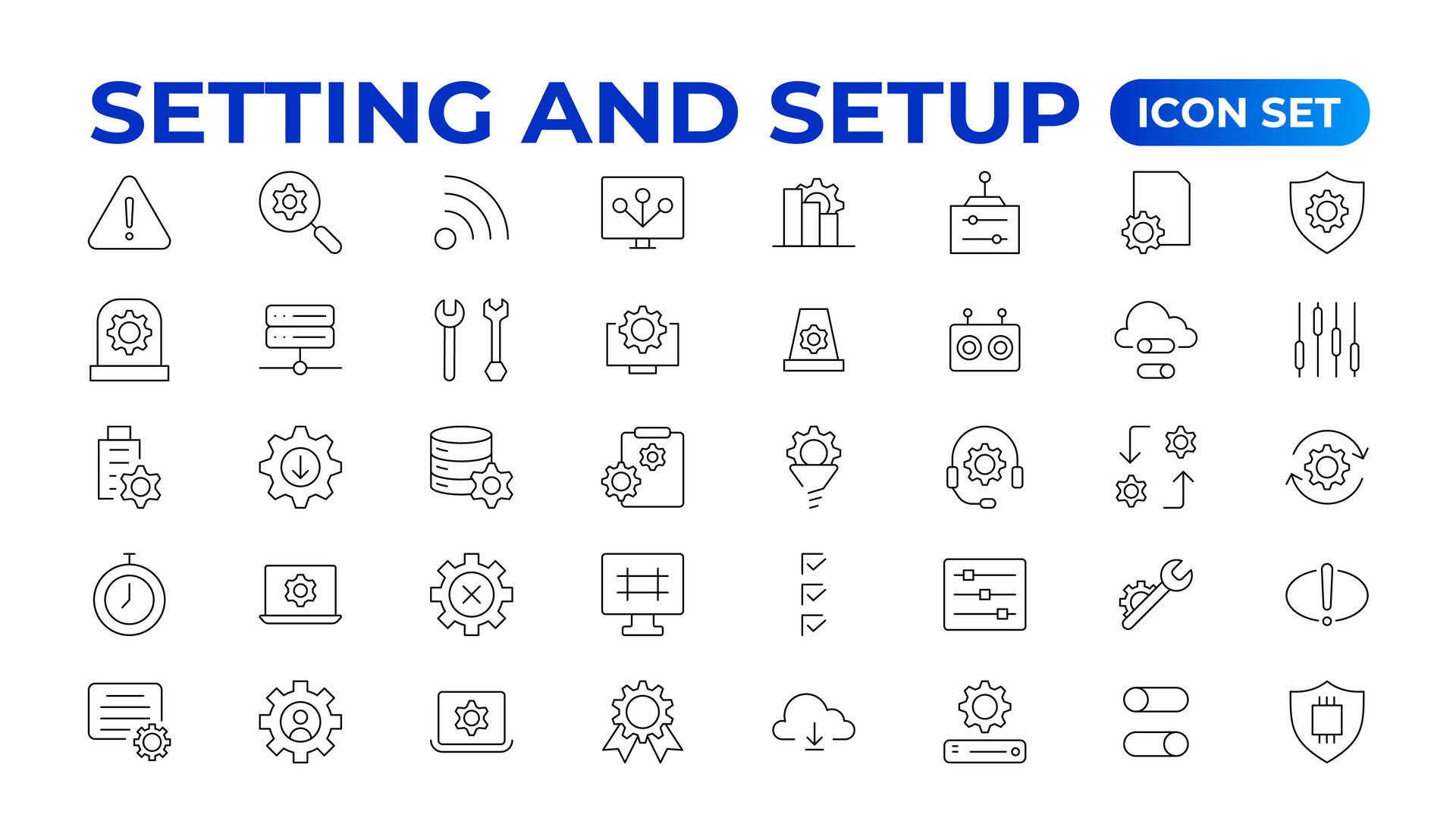 Setting And Setup Solid Icon Collection App And Website Settings Icon Set Options