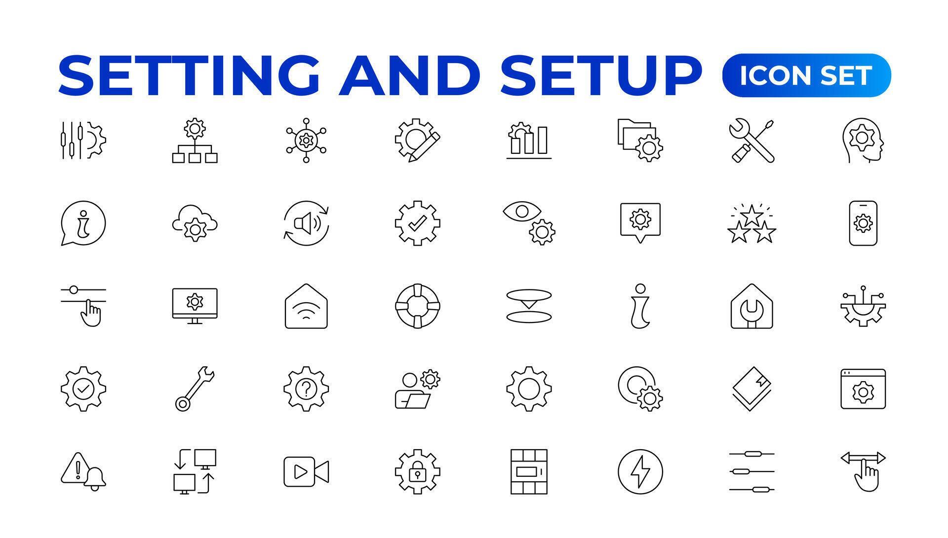 Setting And Setup Solid Icon Collection App And Website Settings Icon Set Options
