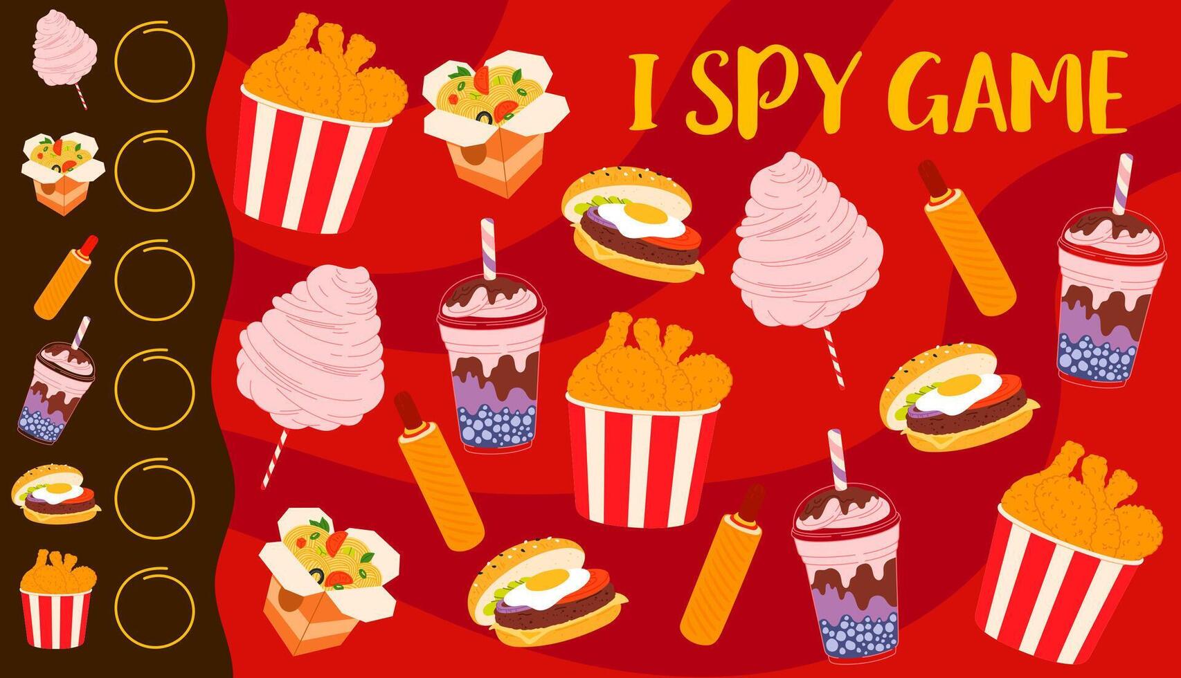 I spy game with fast food, desserts and drinks 46915230 Vector Art at ...