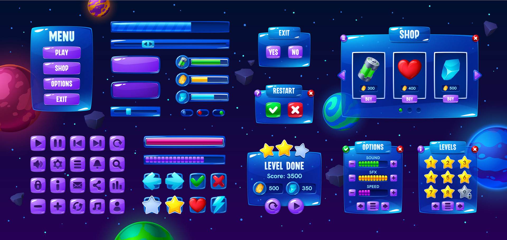 Galaxy space game interface, button and panel 46916198 Vector Art at ... Galaxy space game interface, button and panel 46916198 Vector Art at ...
