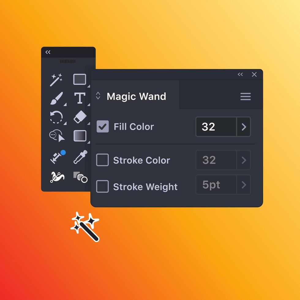 Magic Wand Tool in program for graphics. Illustration of toolbar ...