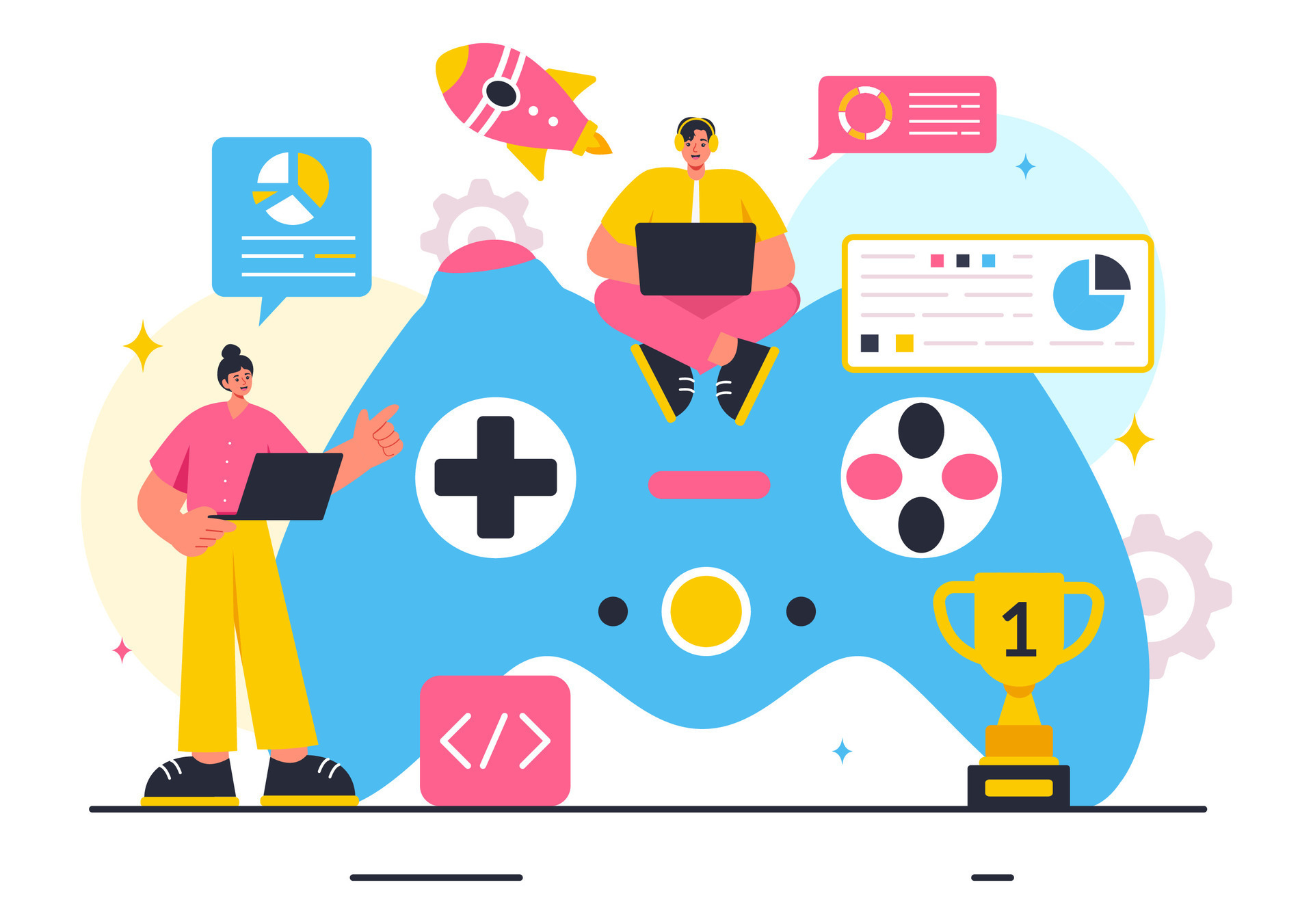 Illustration of Game Development with Games, Digital Technology ...