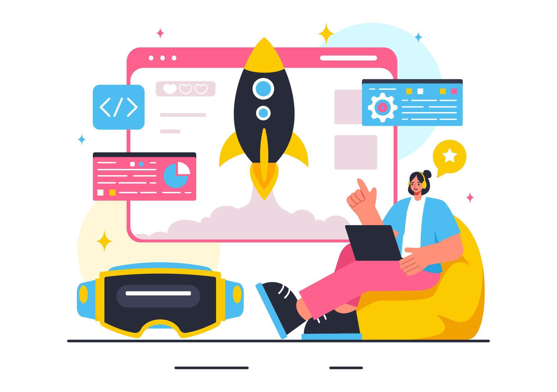 Illustration of Game Development with Games, Digital Technology ...