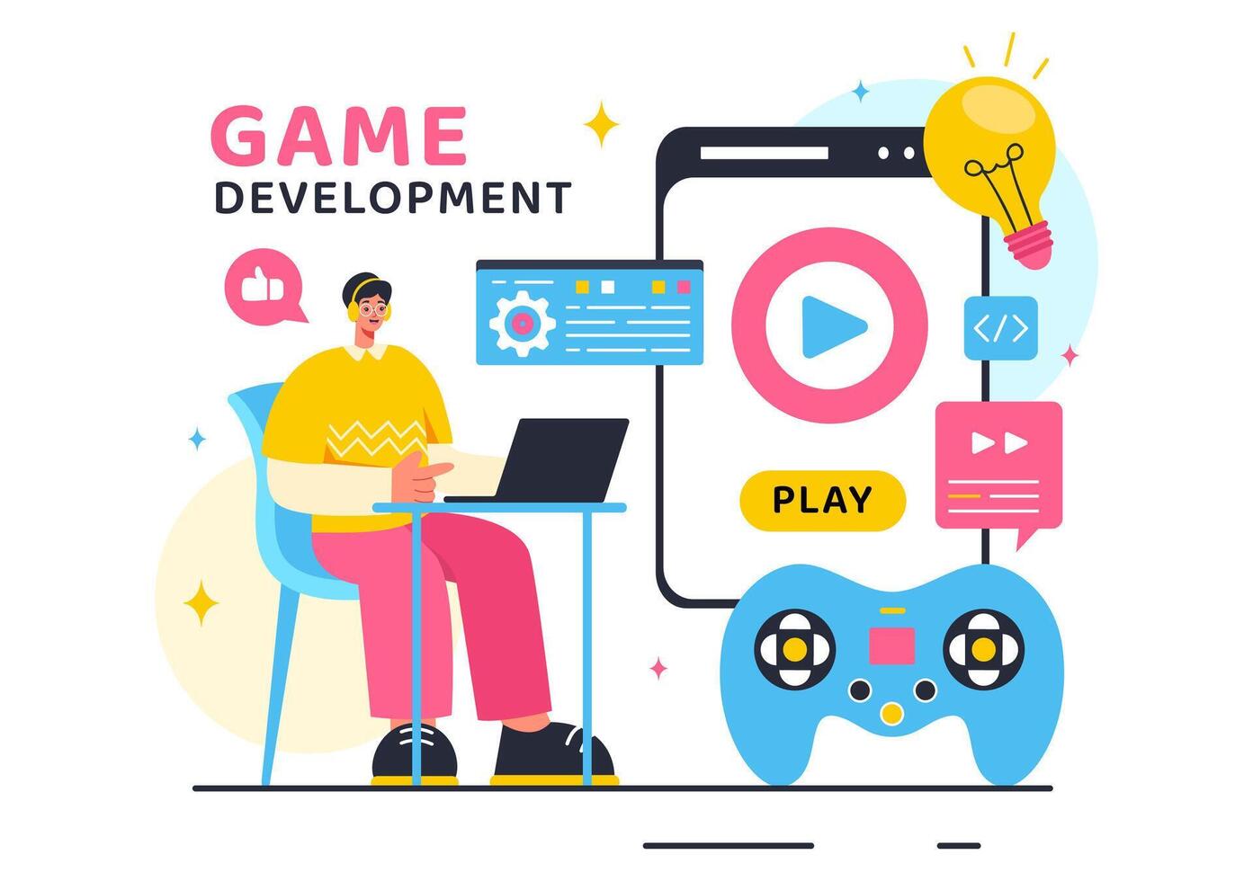 Illustration of Game Development with Games, Digital Technology ...