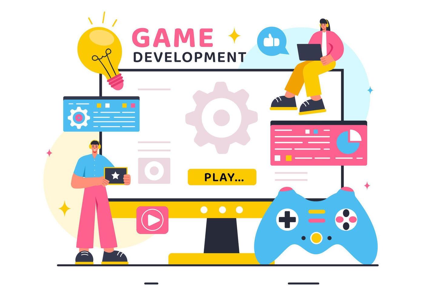 Illustration of Game Development with Games, Digital Technology ...