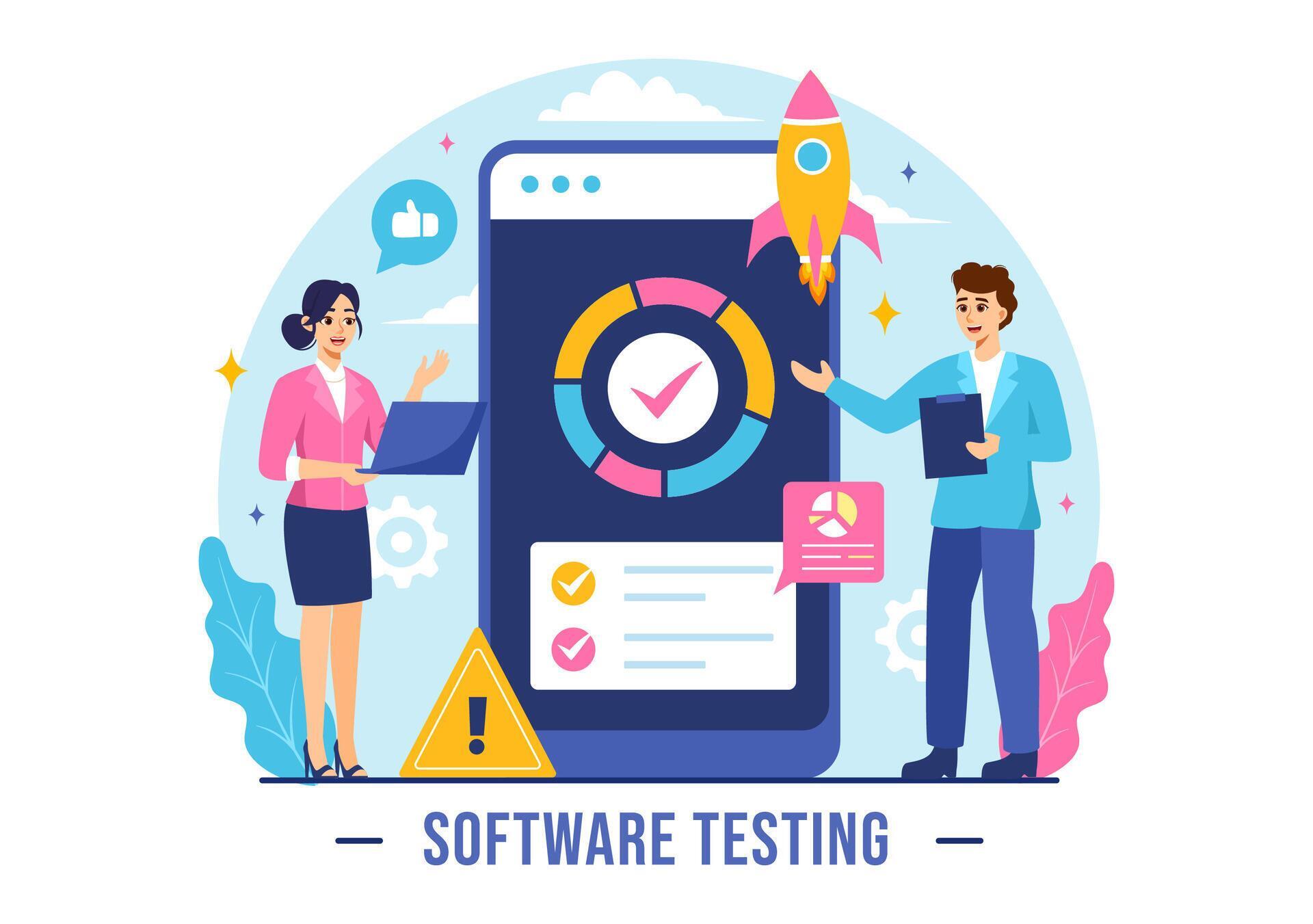 Software Testing Illustration Featuring Application Engineering Debugging Development Process