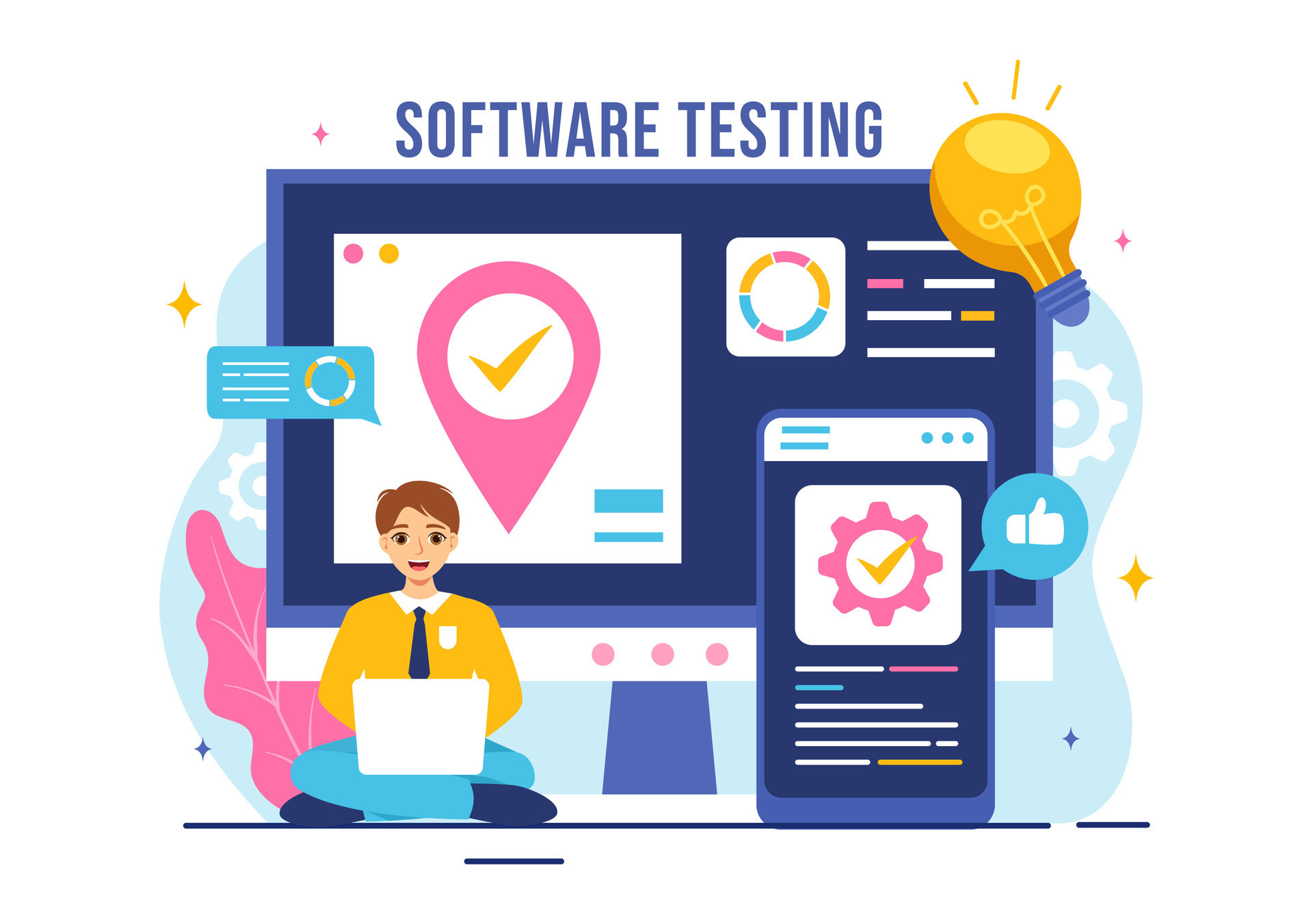 Software Testing Illustration featuring Application Engineering ... Software Testing Illustration featuring Application Engineering ...