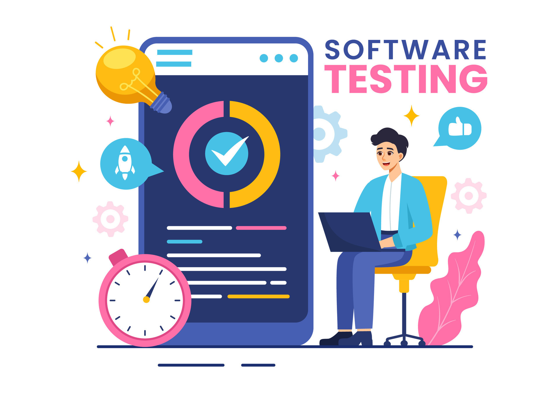 Software Testing Illustration Featuring Application Engineering Debugging Development Process