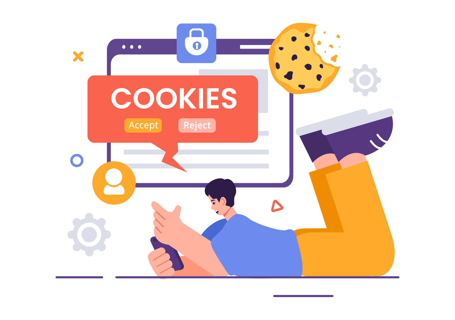 Internet Cookies Technology Illustration with Tracking Cookie Records ...