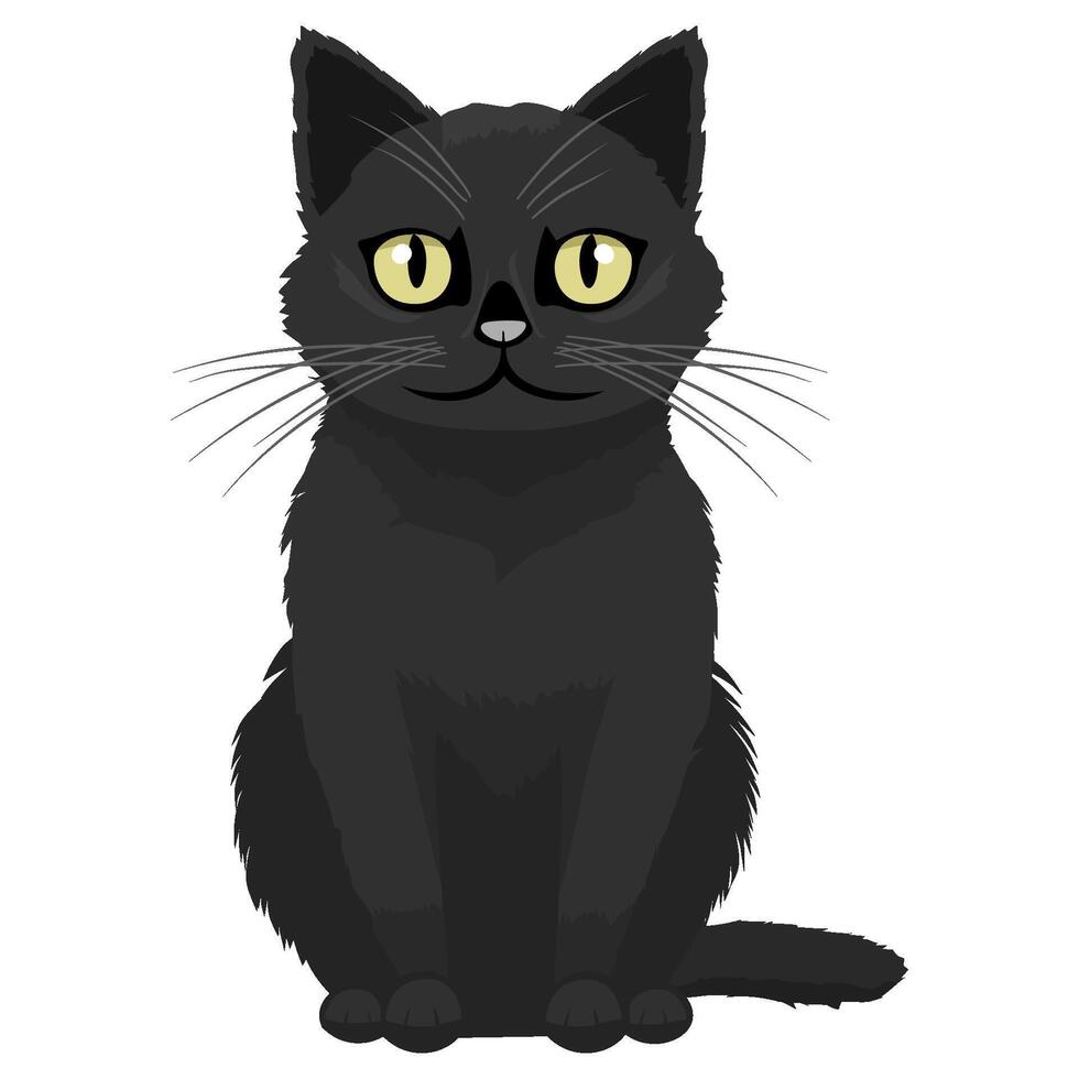 Black Cat Cartoon Sit 46929205 Vector Art At Vecteezy