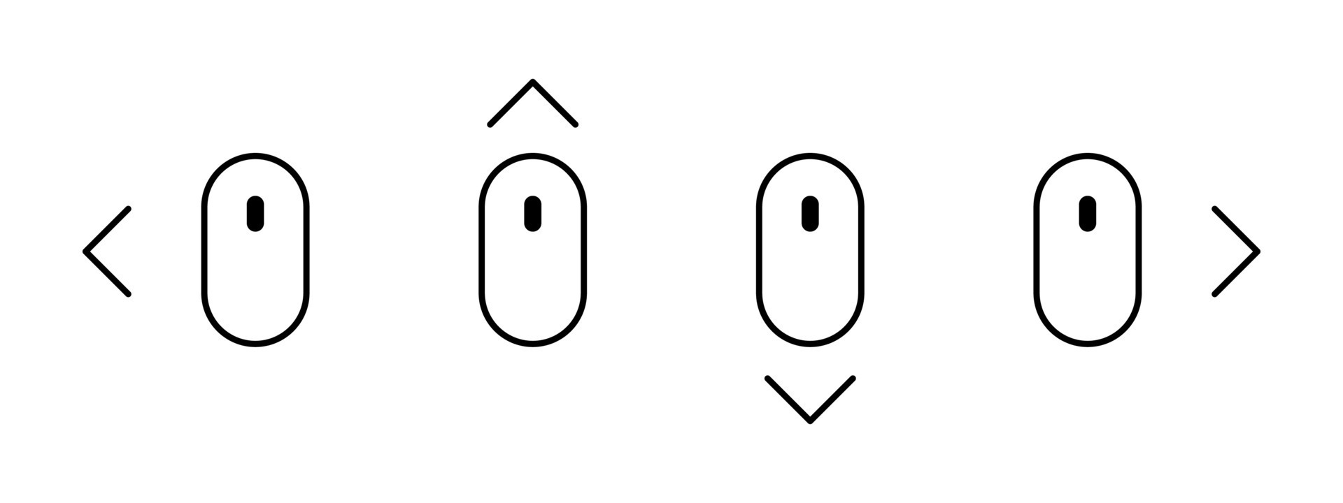 Scroll mouse direction icon set. Scrolling down, up, left and right ... Scroll mouse direction icon set. Scrolling down, up, left and right ...