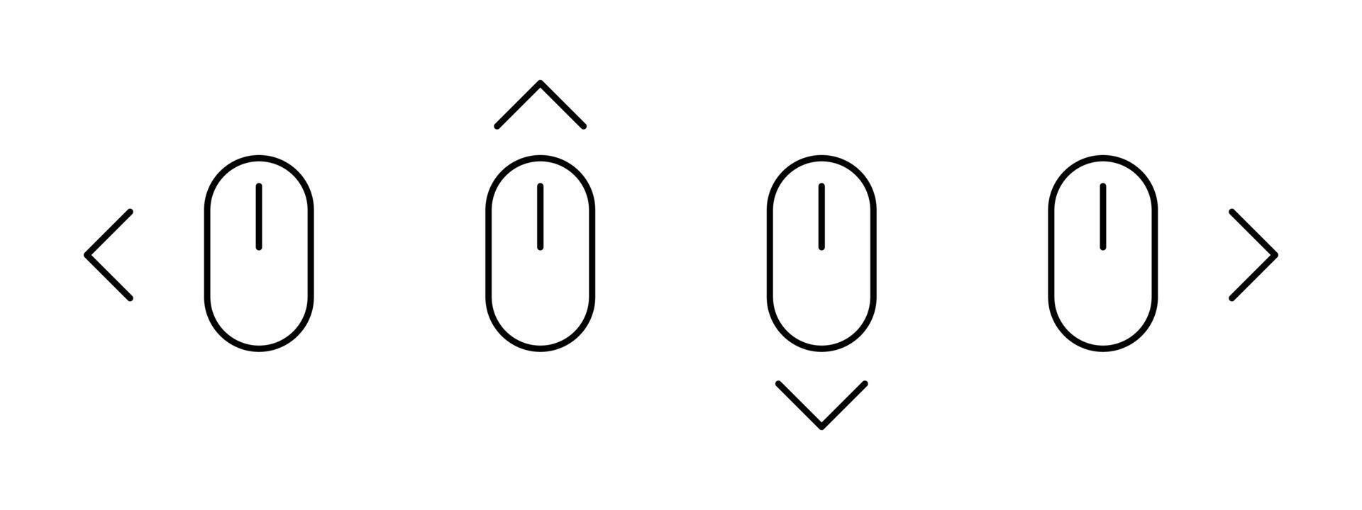 Scroll Mouse Direction Icon Set Scrolling Down Up Left And Right Arrow Pointer Symbol