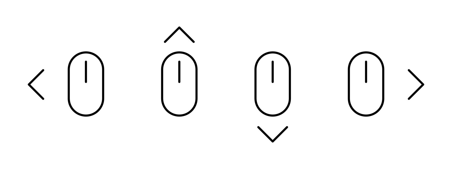 Scroll Mouse Direction Icon Set Scrolling Down Up Left And Right