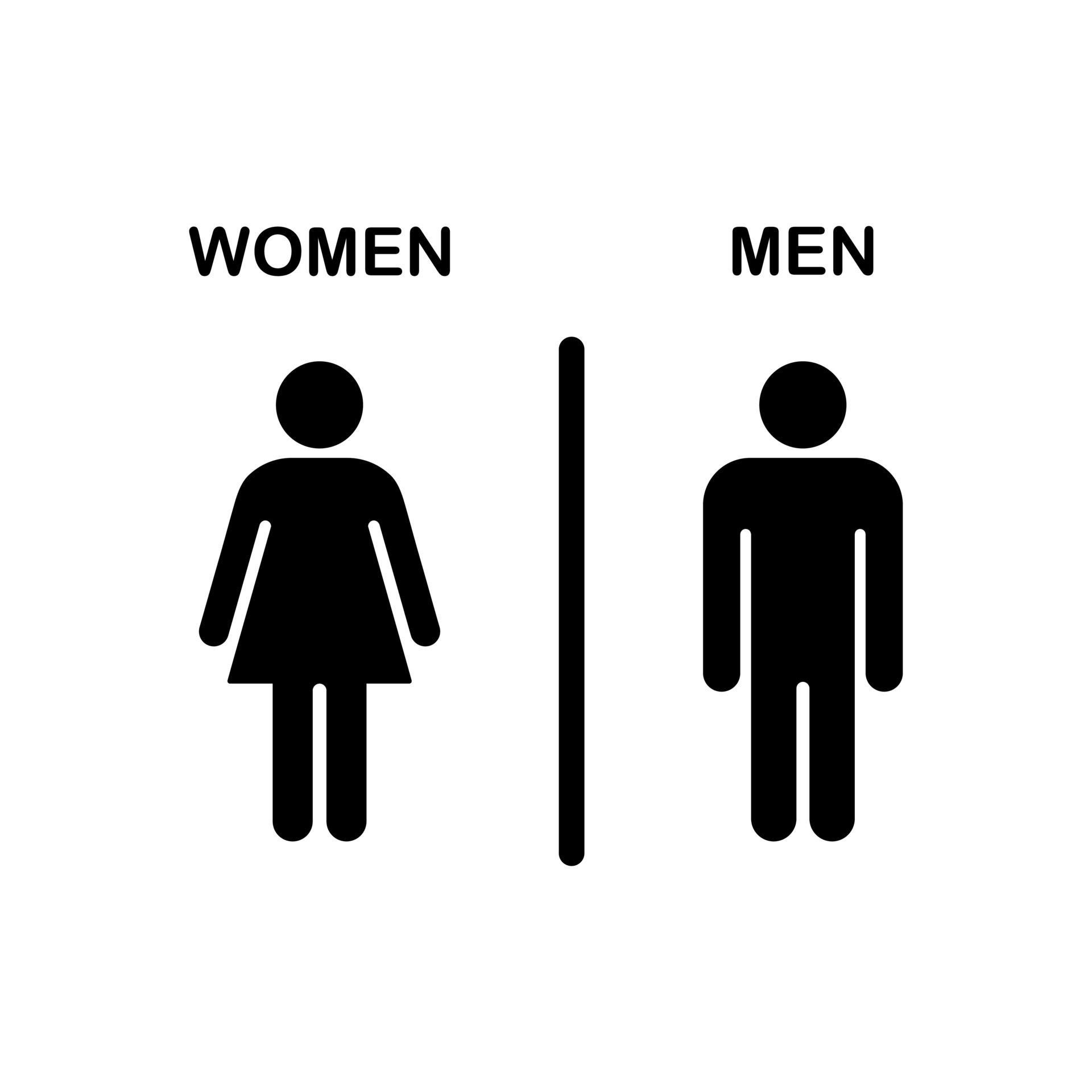 Wc Room Icon With Text Man And Woman Silhouette With Inscription Male