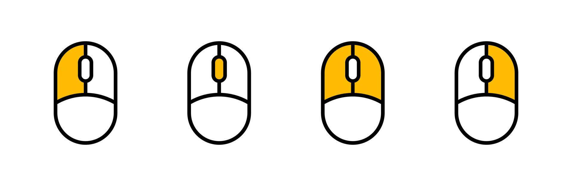 Mouse button click icon set. Scroll function indicator symbol. Mouse wheel scroll button. Left ...