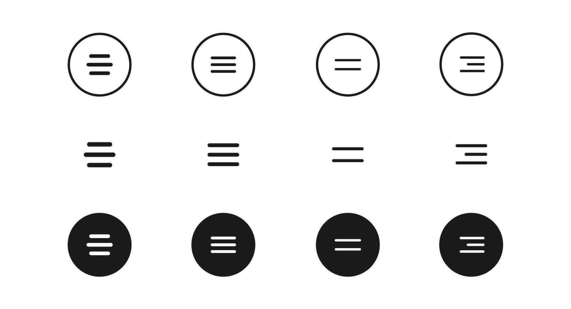 Hamburger Menu Buttons Icon Set Web Or Mobile App Navigation Interface Simple Line Signs