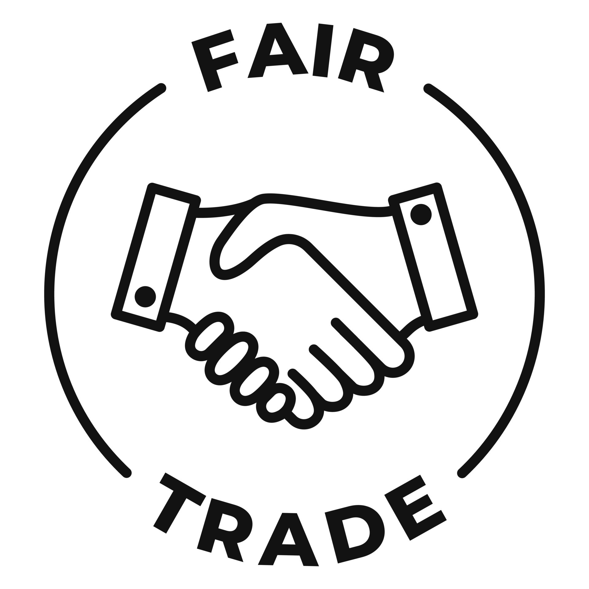 Fair Trade icon. Handshake illustration, logo, sign, symbol or emblem. Partnership badge. Fair ...