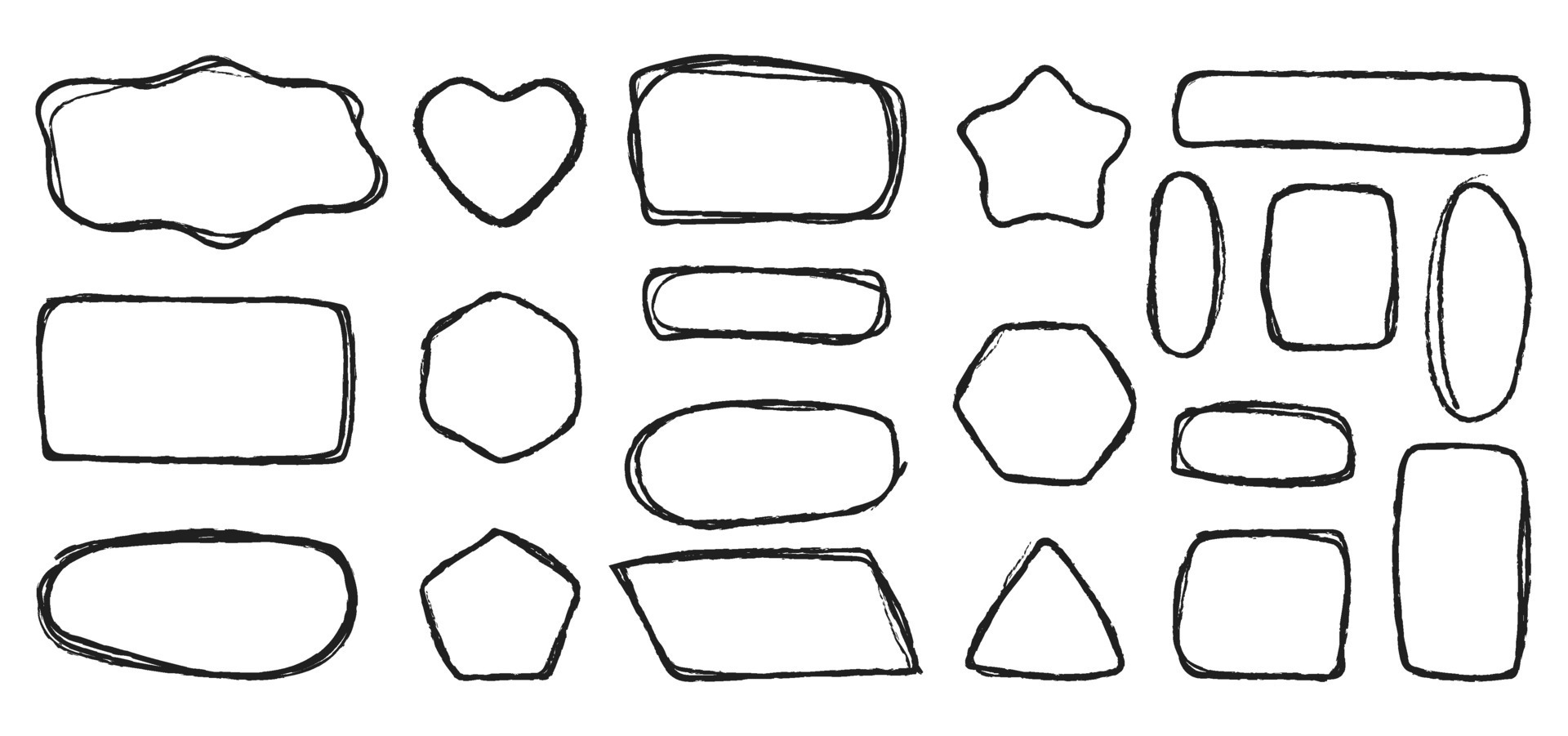 Set of hand drawn grunge circle and square highlights. Marker scratch ... Set of hand drawn grunge circle and square highlights. Marker scratch ...