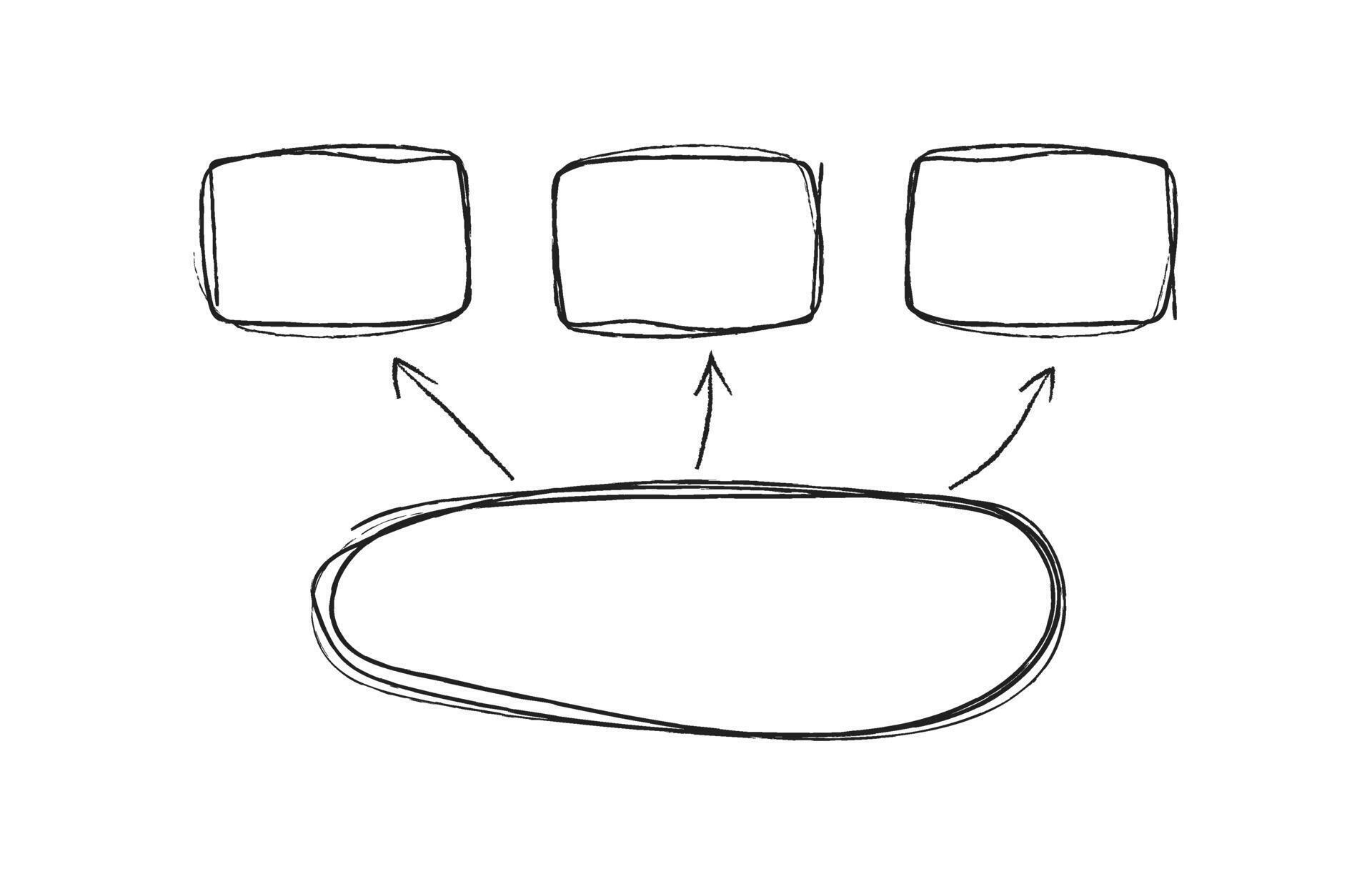 Hand-drawn process flowchart diagram. Elements for infographics. Arrows ...