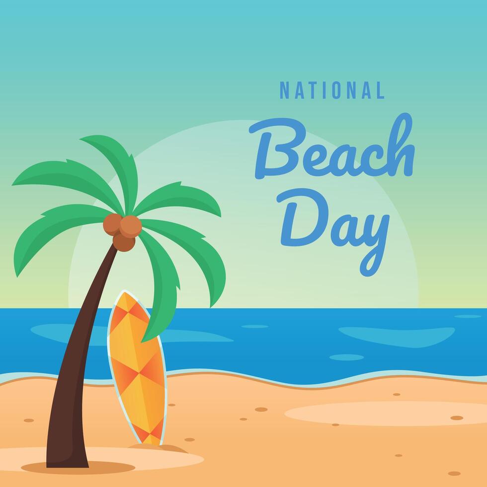 National Beach Day. Flat art design. Good for usage template. Template ...