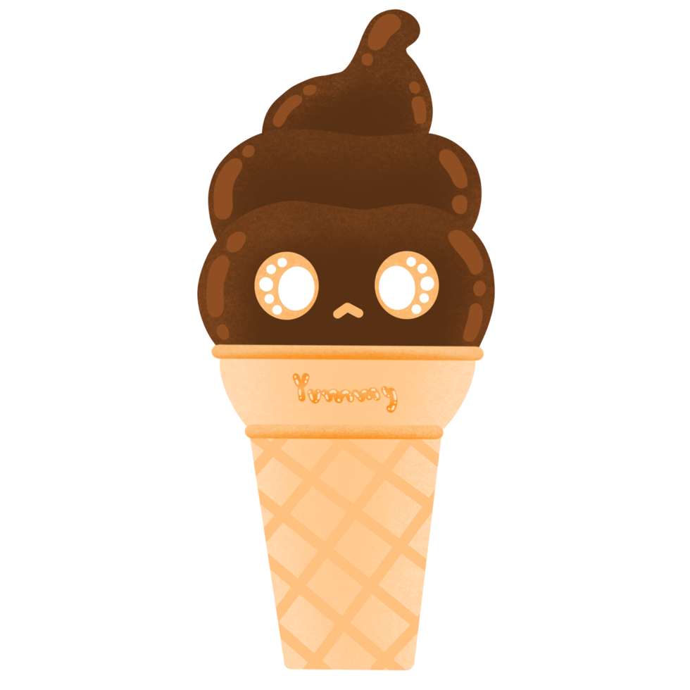 Cute Chocolate Ice Cream Mascot Character Kawaii Cartoon Illustration Ice Cream Sticker Cute Ice