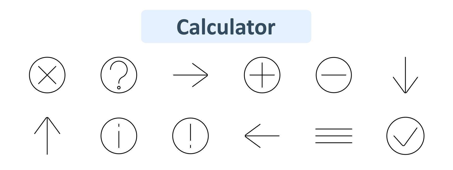 Calculator Set Icon Addition Subtraction Multiplication Division Arrows Question Mark