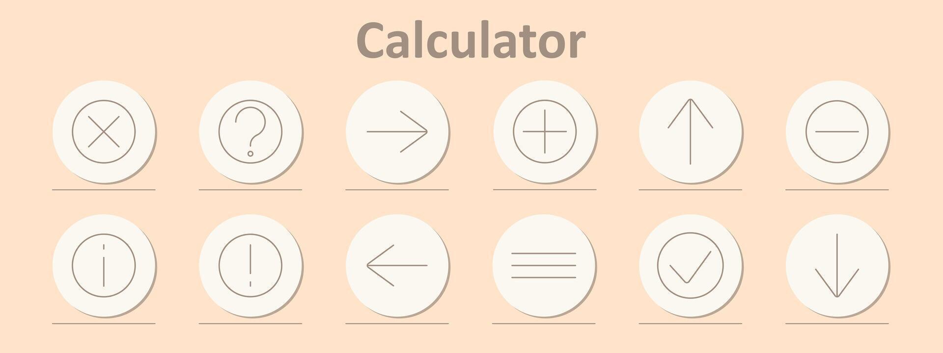 Calculadora íconos Colocar Aritmética Símbolos Más Menos