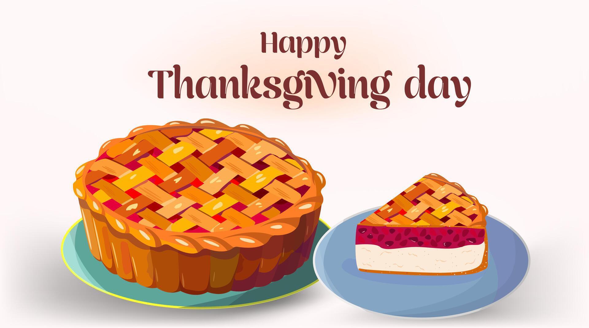 Traditional holiday pie, Greeting card or horizontal banner template ...