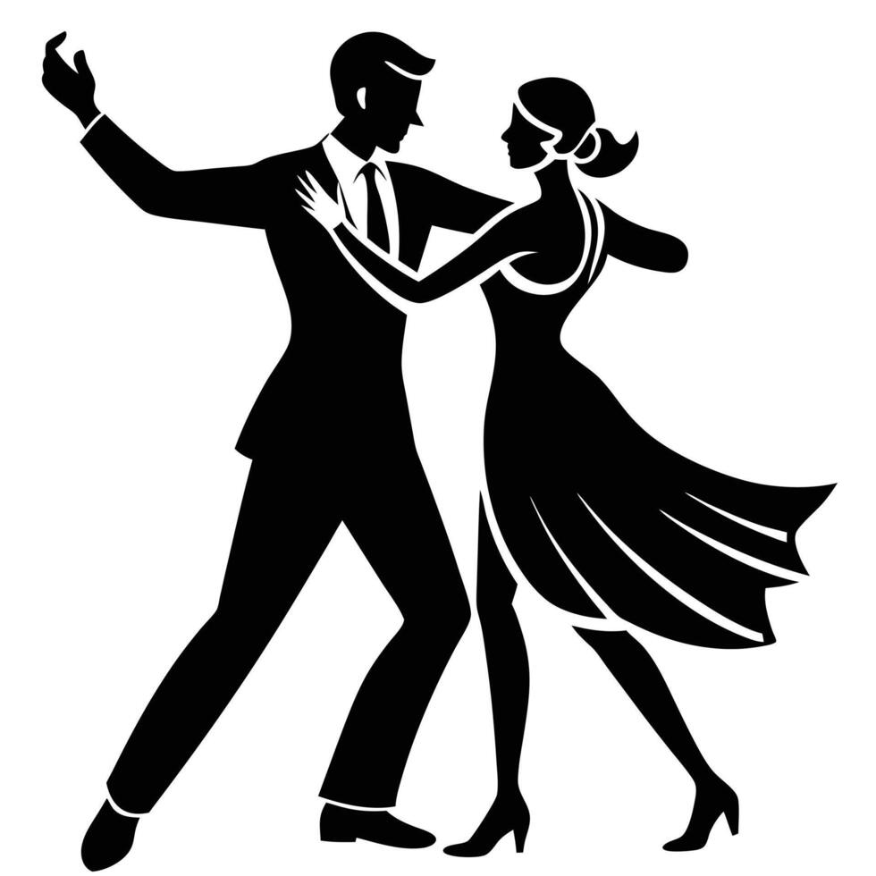 Romantic Couple Dancing silhouette, white background 46959127 Vector ...