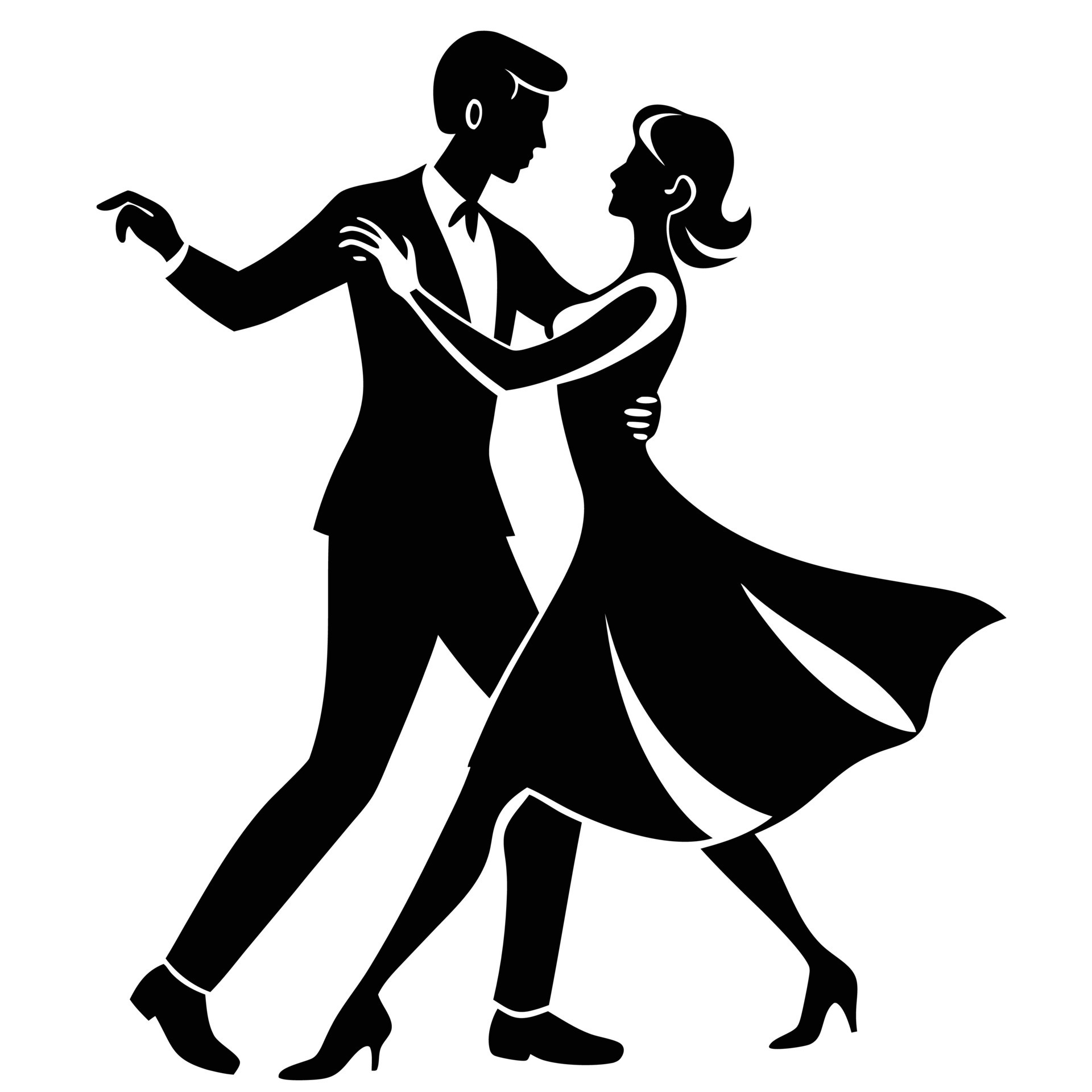 Romantic Couple Dancing Silhouette White Background 46959144 Vector