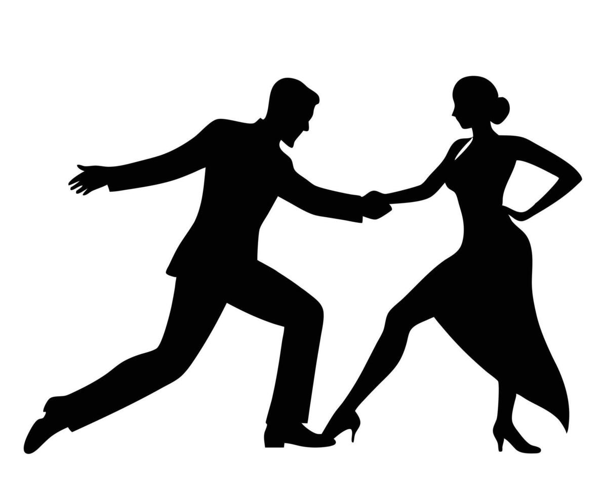 Romantic Couple Dancing silhouette, white background 46959147 Vector ...