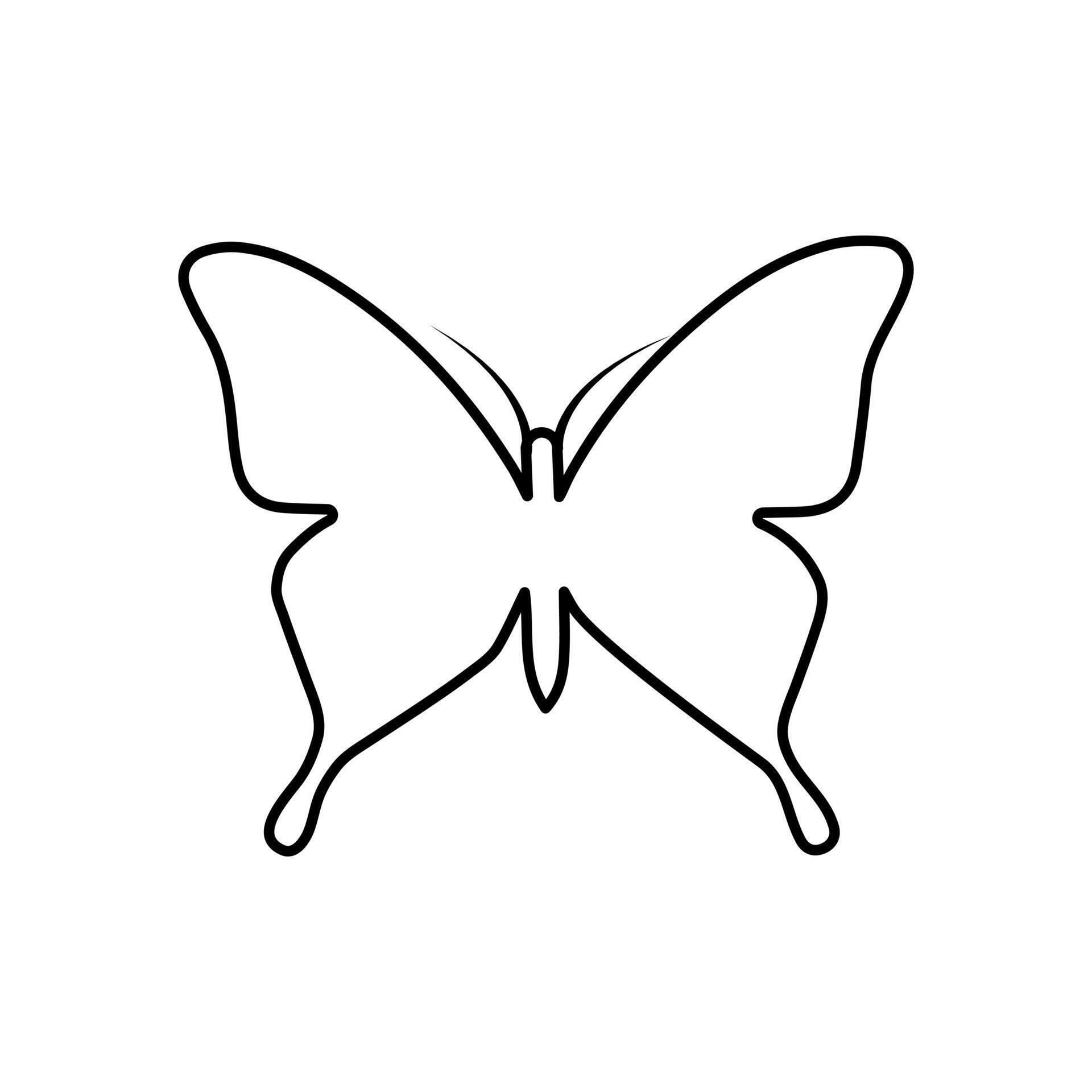 Butterfly Tattoo Silhouettes With Butterfly One Line Drawing Isolated