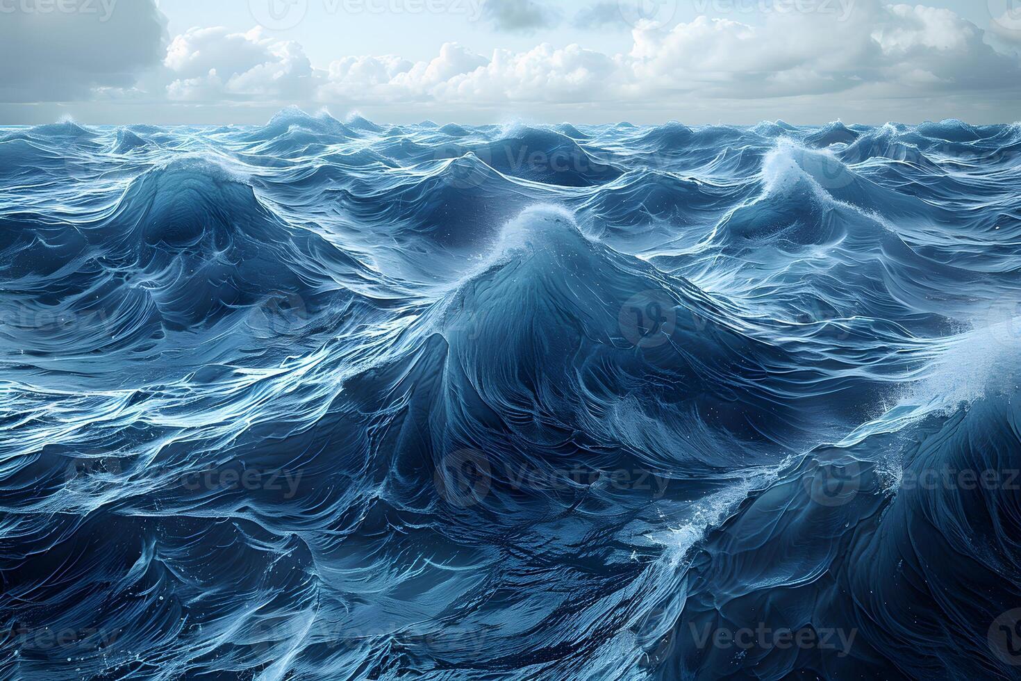 Deep Ocean Waves Under Cloudy Sky - Nature Background for Design, Card ...