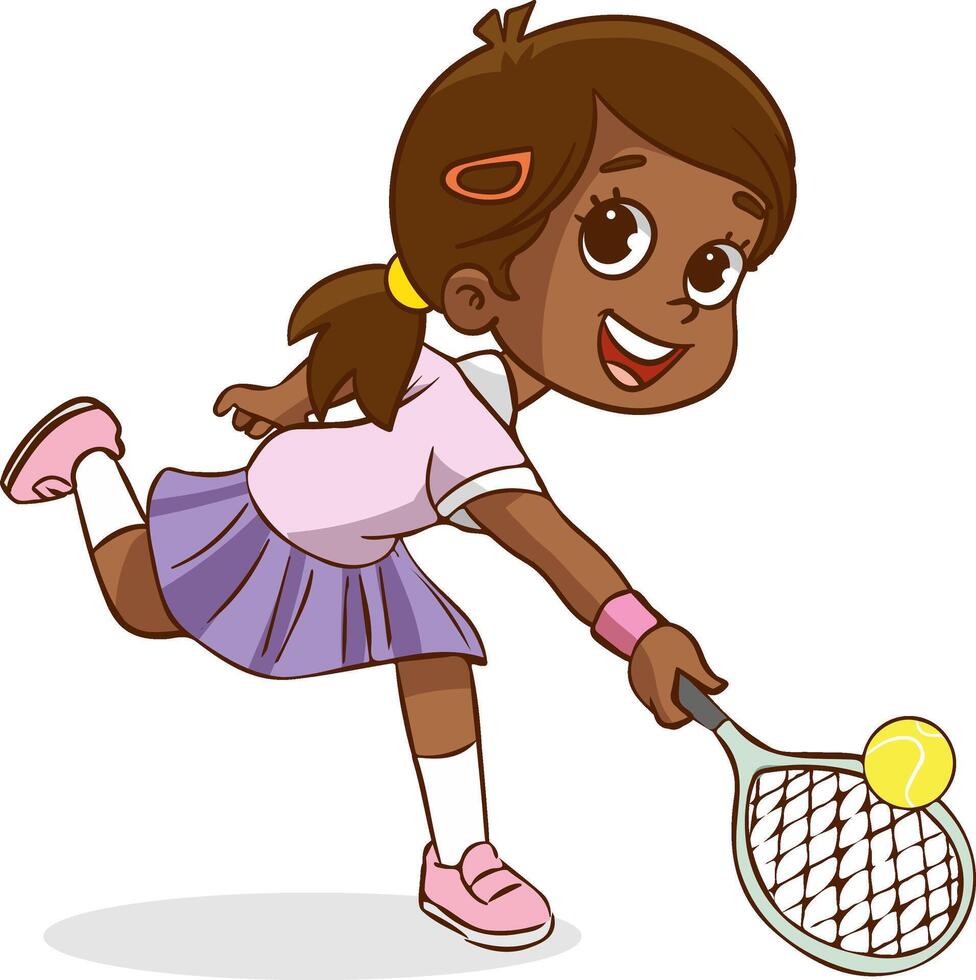 Cute Girl Playing Tennis Cartoon Character Isolated Illustration 46972777 Vector Art At Vecteezy