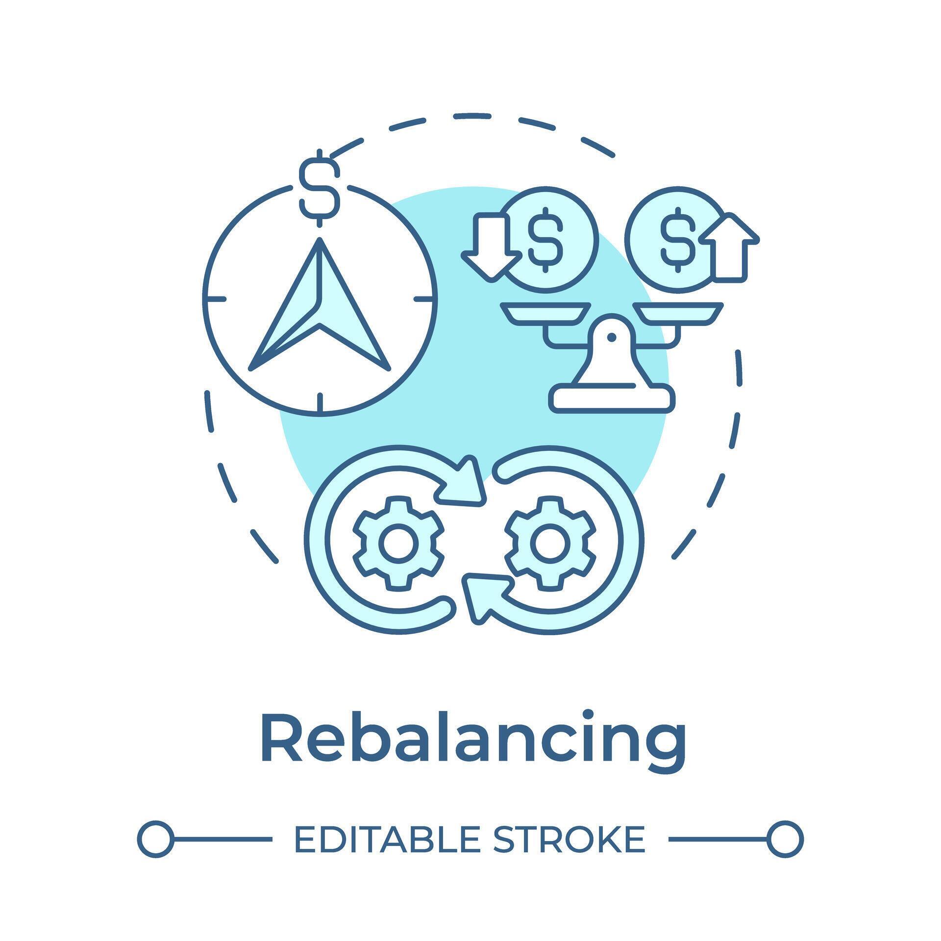 Rebalancing soft blue concept icon. Wealth management, return potential ... Rebalancing soft blue concept icon. Wealth management, return potential ...