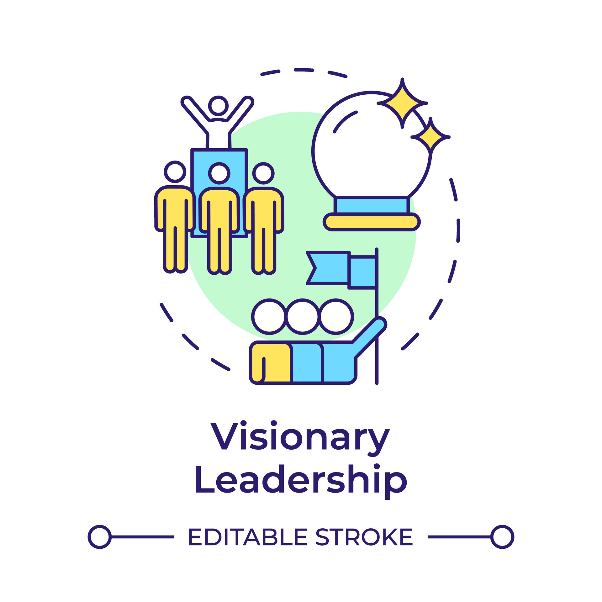 visionario liderazgo multi color concepto icono. trabajo en equipo participación. equipo ...