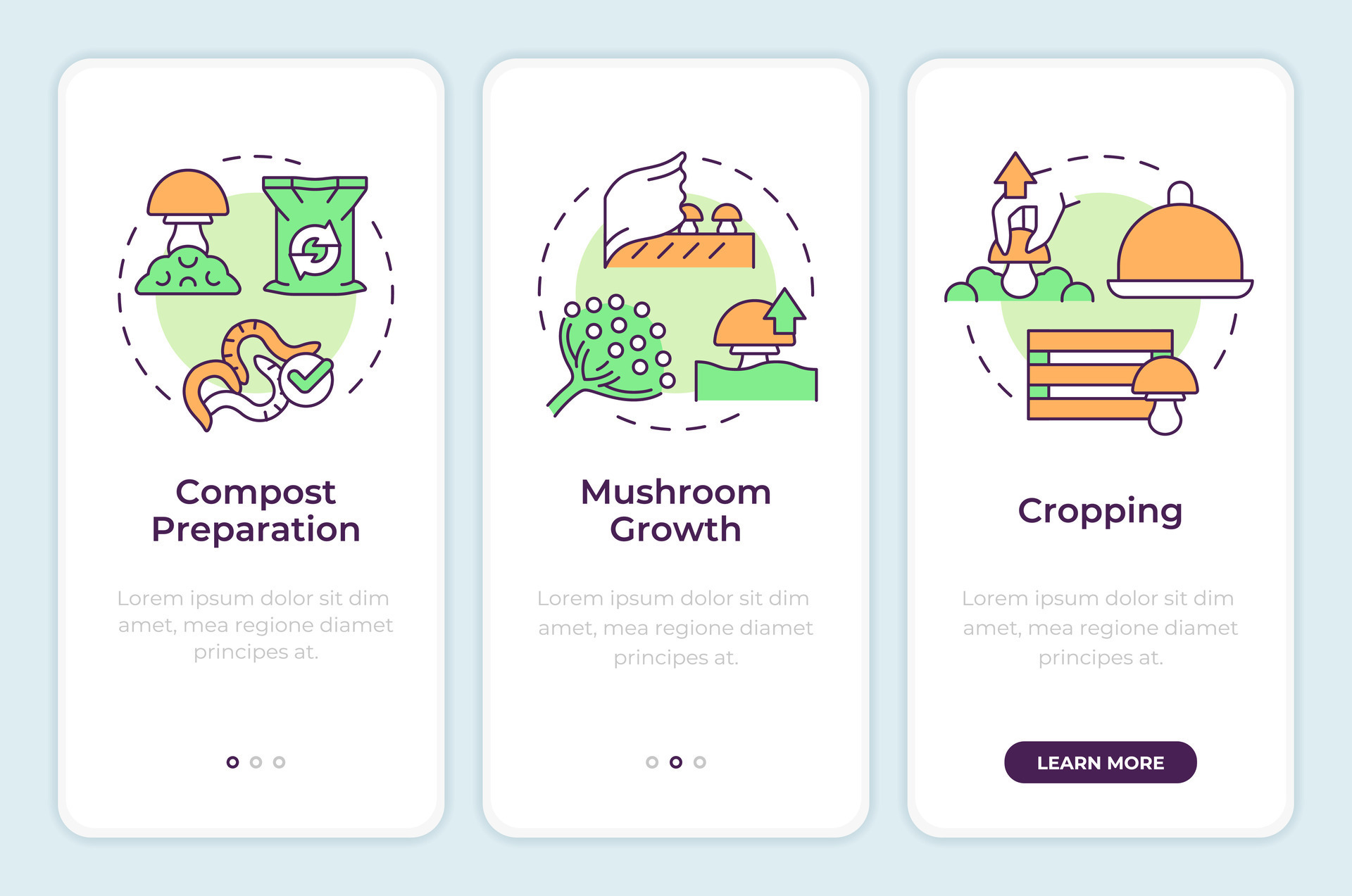 Indoor Mushroom Farming Onboarding Mobile App Screen Walkthrough 3