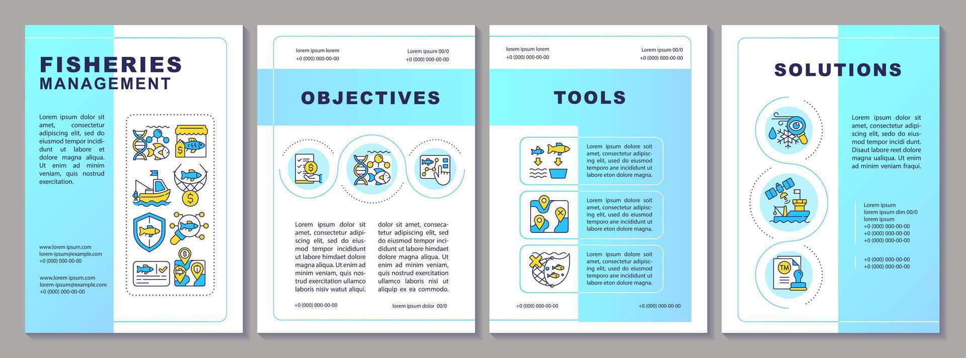 Fisheries management brochure template. Fish harvesting. Leaflet design ...