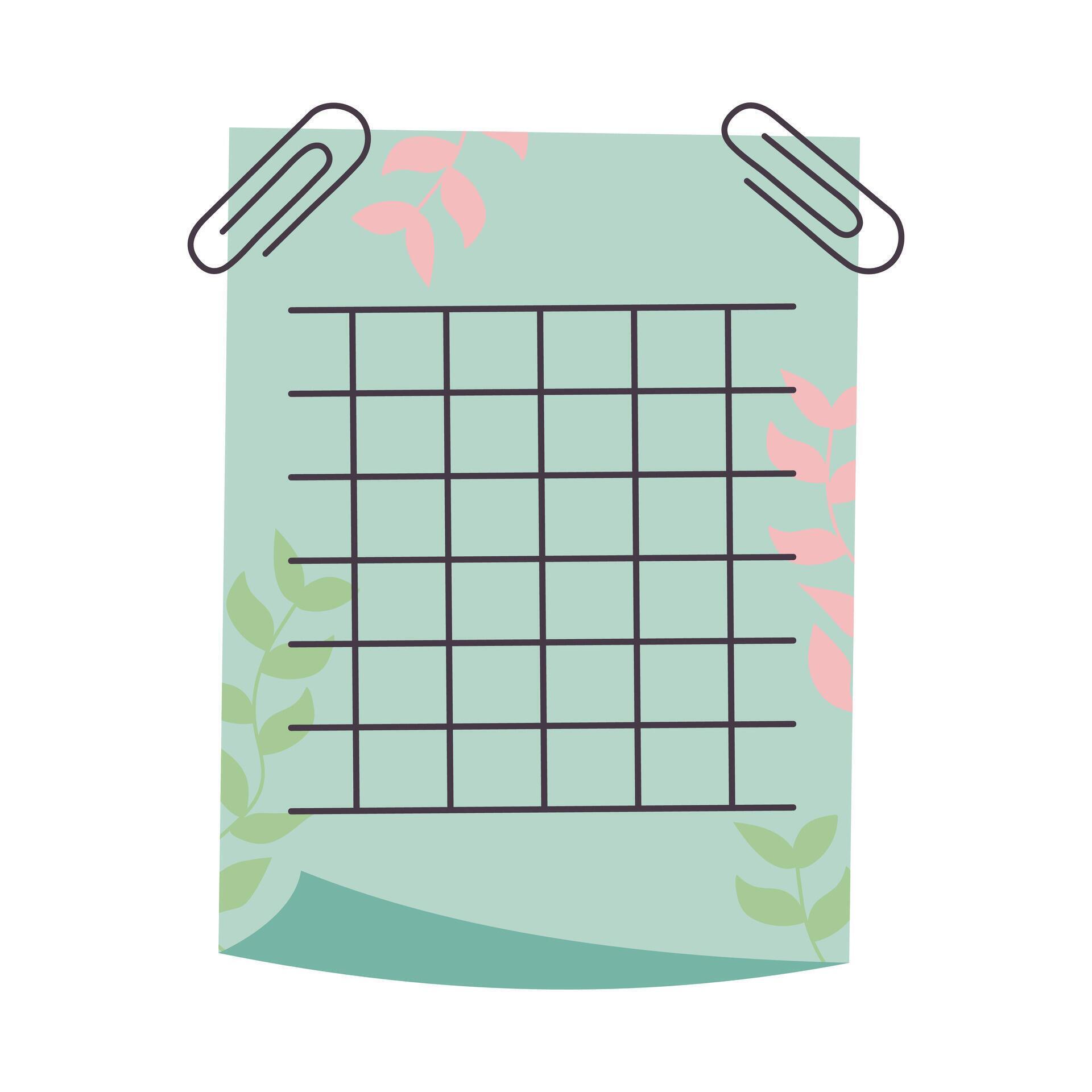 Memo Notepad With A Paper Clips Cute Lined Notebook Template For Notes With Pastel Floral
