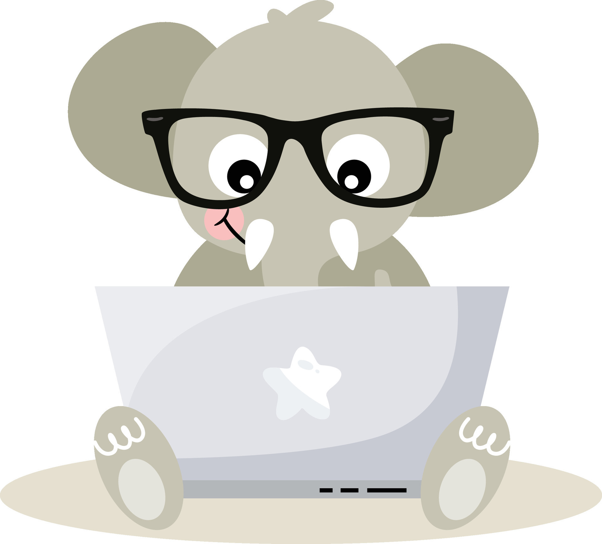 Cute elephant working with laptop 46981115 Vector Art at Vecteezy