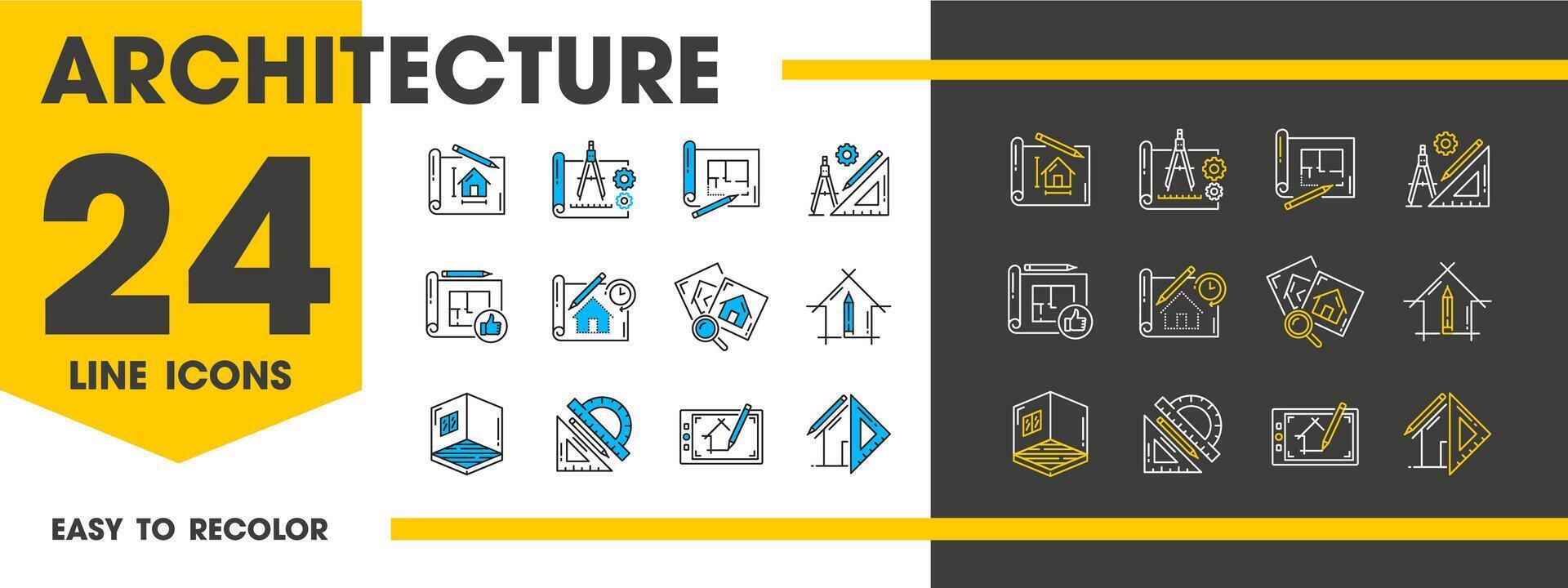 Architect development and interior design icon set 46983375 Vector Art ...