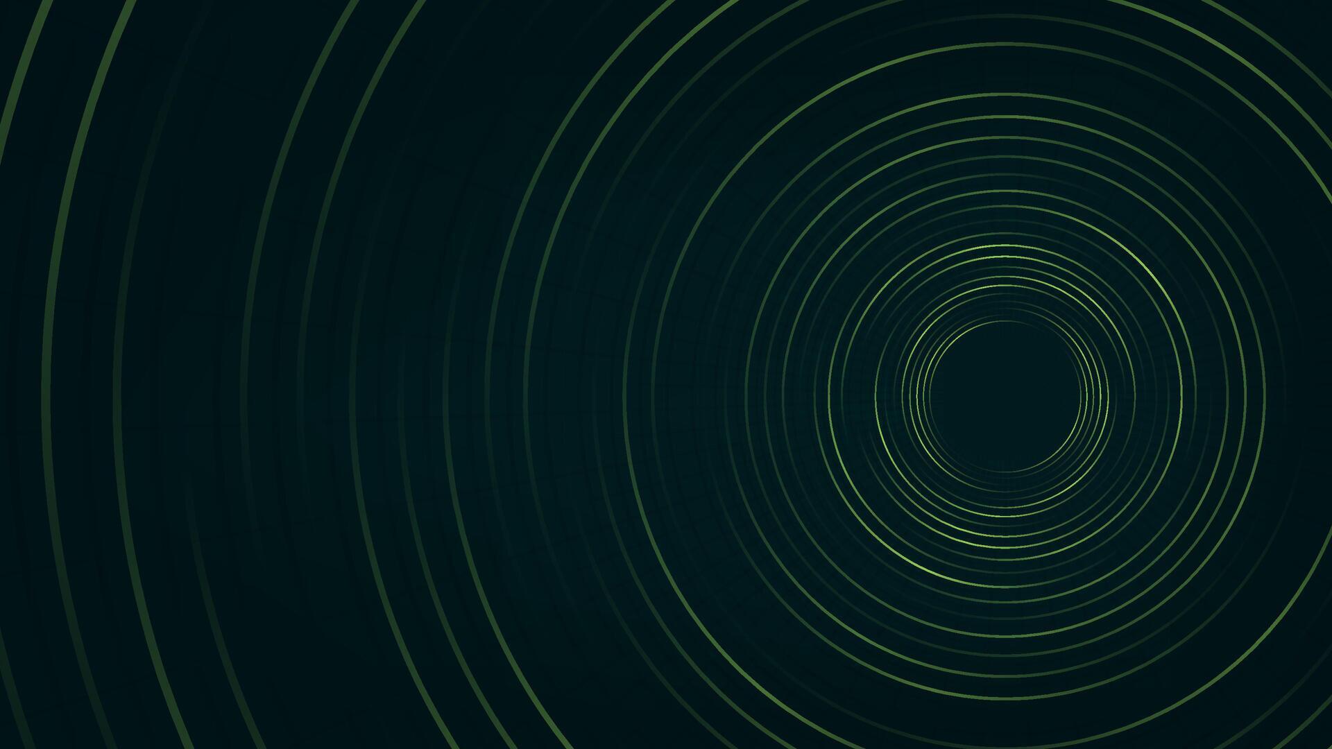Abstract dark green background. Glowing wave circle lines concept. Swirl circular lines element ...