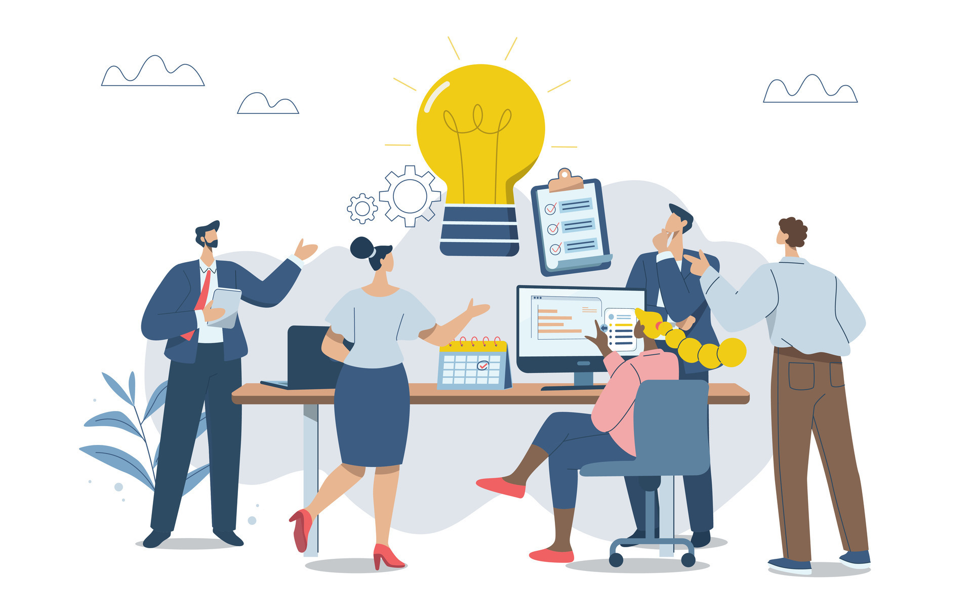 Analyzing ideas to solve and improve business, Creative brainstorming ...