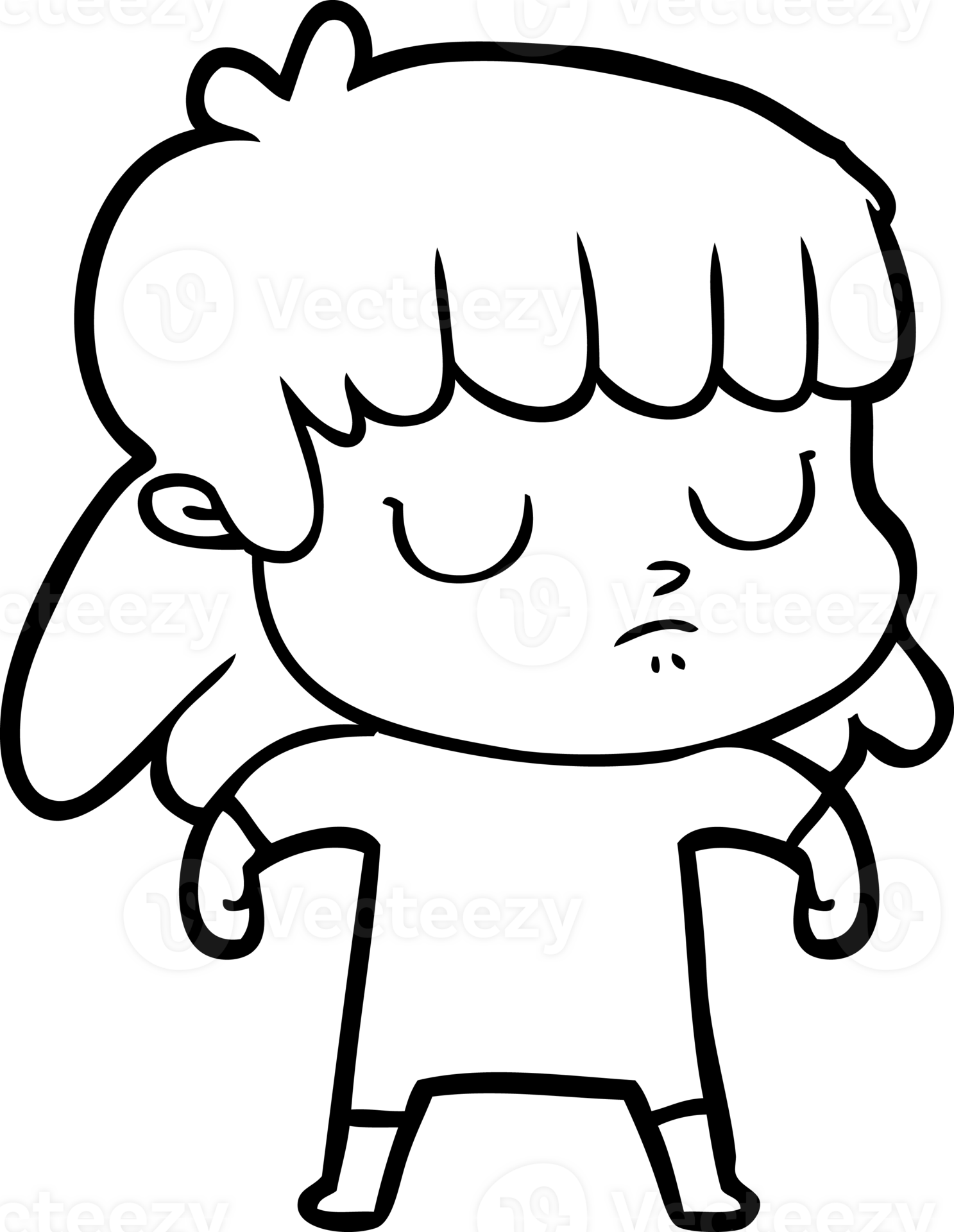 cartoon indifferent woman drawing 46996373 PNG