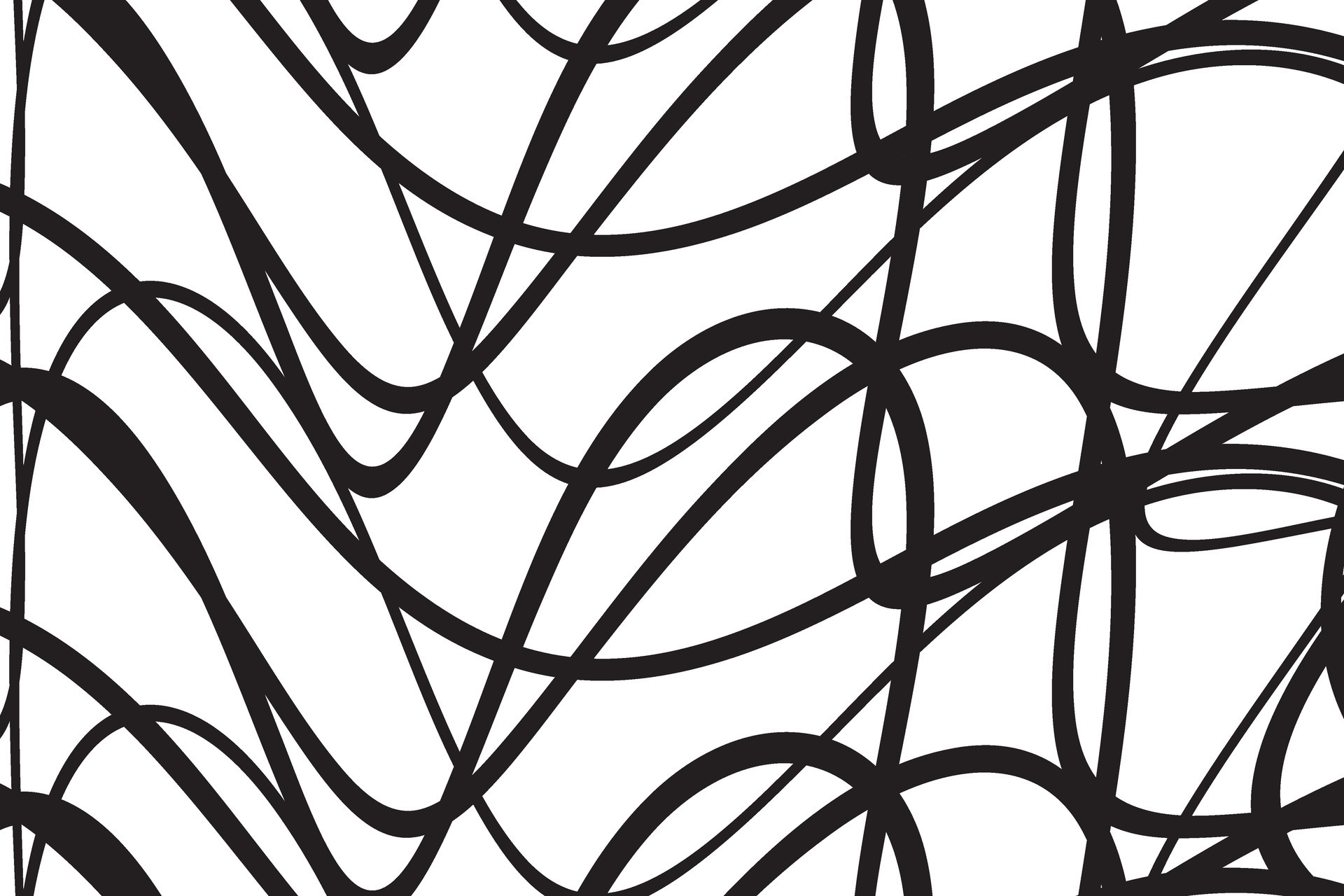 Simple Abstract Black Color Creative Geometric Thin Wavy Line Pattern