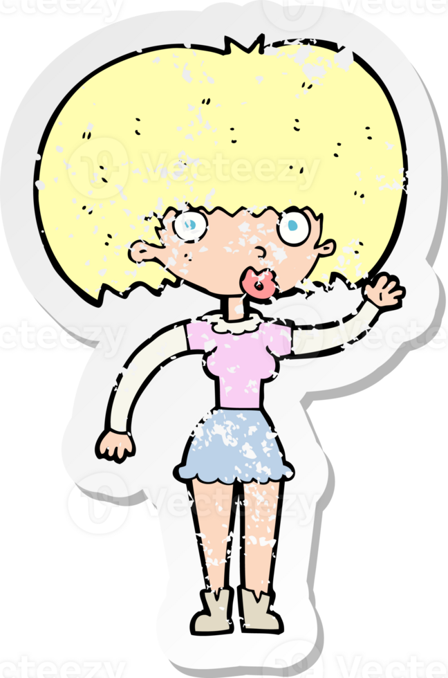 Retro Afligido Pegatina De Un Dibujos Animados Mujer Ondulación Dibujo 47001158 Png