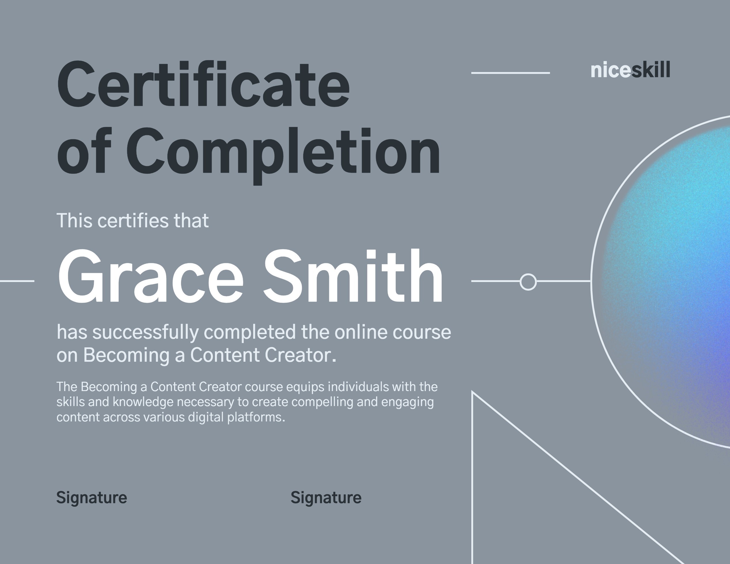 Certificate Online Course Content Creator 47011611 Template