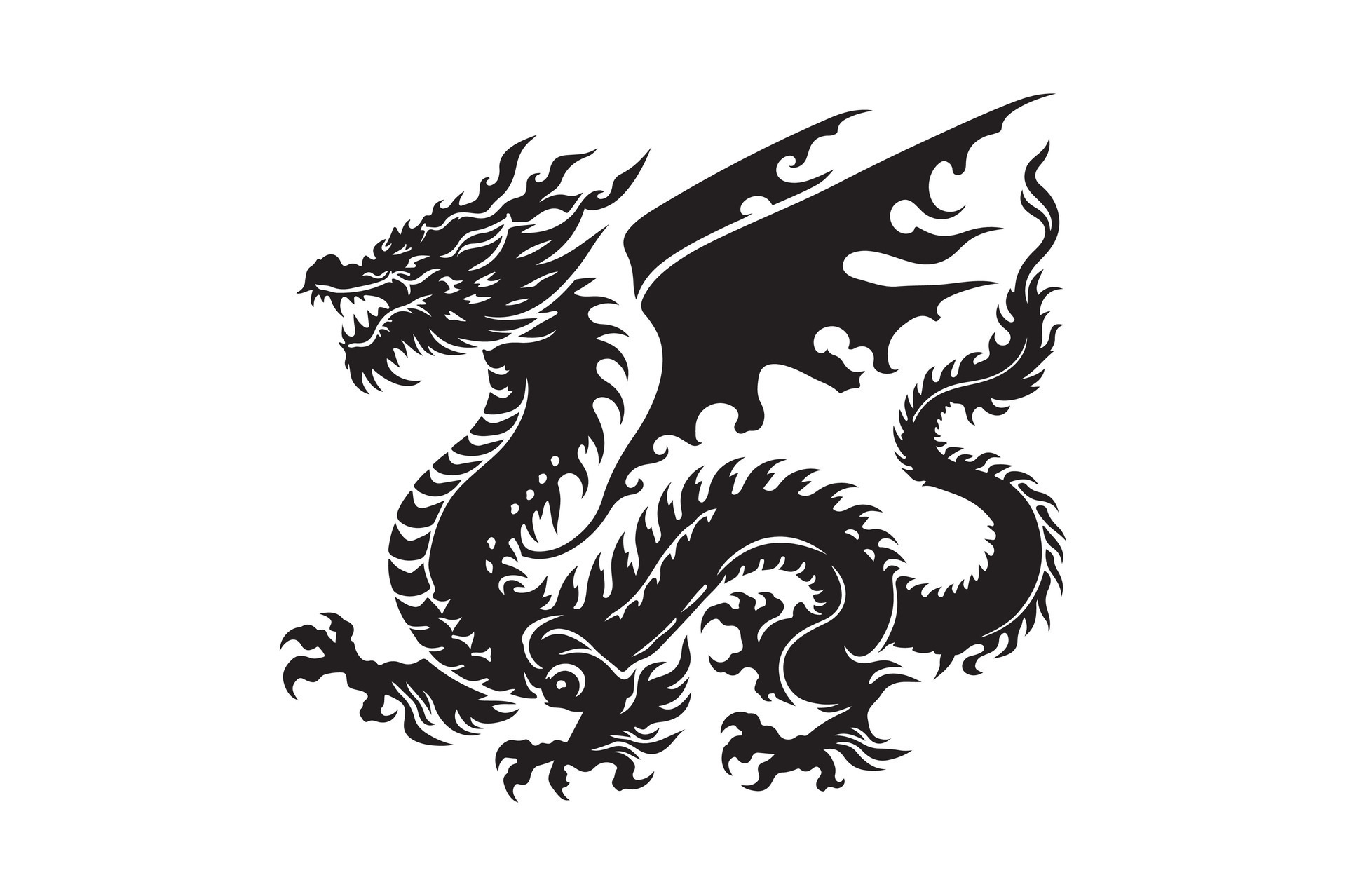 Dragon silhouette art illustration. 47012223 Vector Art at Vecteezy